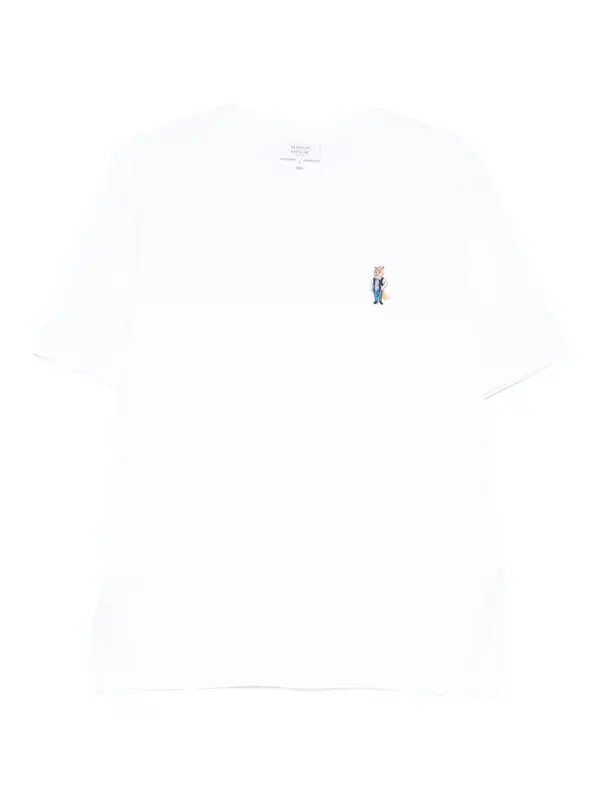 Maison Kitsuné Fox-embroidered Cotton T-shirt - White