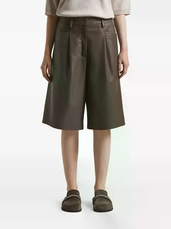 Peserico Pleated Leather Shorts