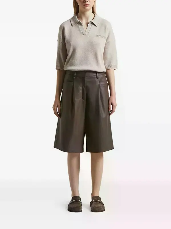 Peserico Pleated Leather Shorts