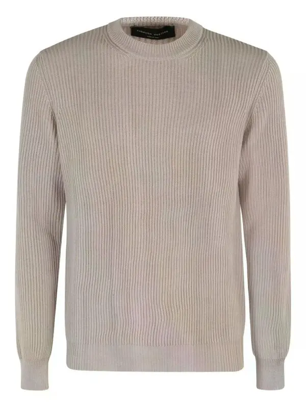 ROBERTO COLLINA Ribbed Knit Crew-neck Sweater - Neutrals
