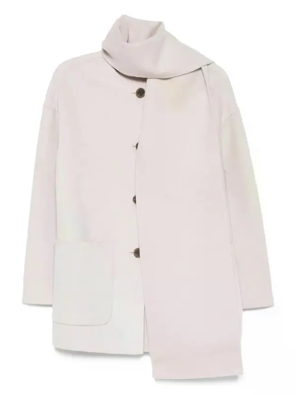 THE DYNAMIS STUDIO Buttoned Single-breasted Wool Coat With Patch Pockets - Neutrals