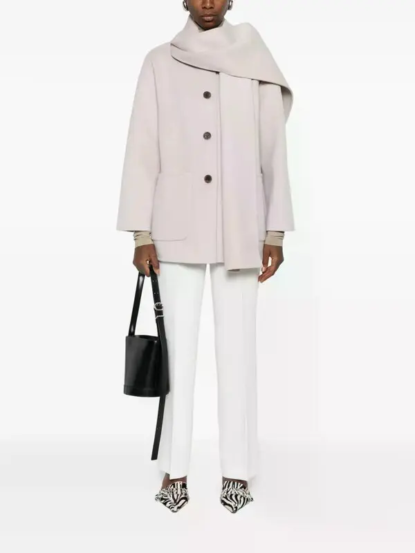 THE DYNAMIS STUDIO Buttoned Single-breasted Wool Coat With Patch Pockets - Neutrals