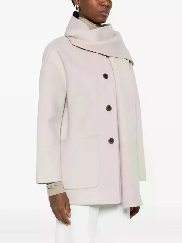 THE DYNAMIS STUDIO Buttoned Single-breasted Wool Coat With Patch Pockets - Neutrals