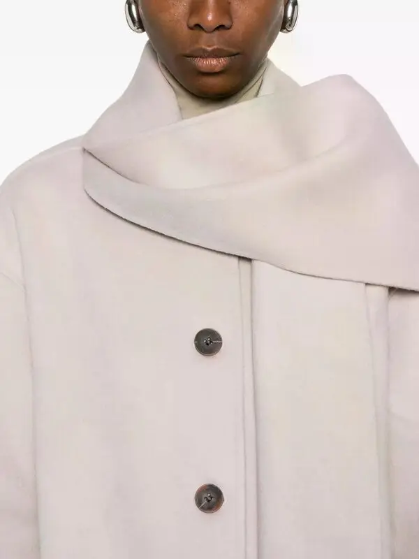 THE DYNAMIS STUDIO Buttoned Single-breasted Wool Coat With Patch Pockets - Neutrals