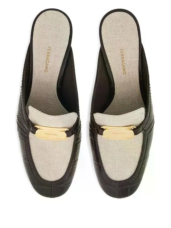FERRAGAMO Crocodile-effect Mules