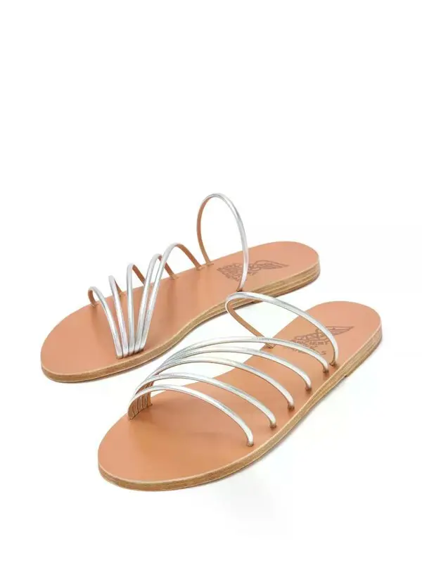ANCIENT GREEK SANDALS Adriani Metallic Leather Flat Sandals - Silver