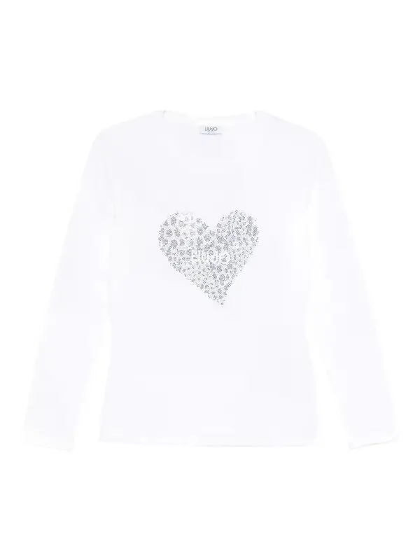 Liu Jo Heart-embellished Long-sleeve T-shirt - White