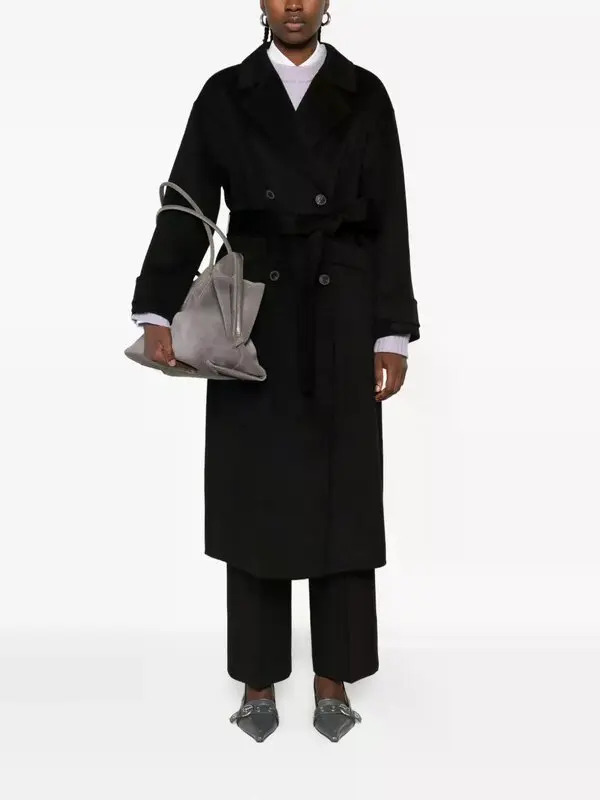 THE DYNAMIS STUDIO Belted Double-breasted Coat - Black