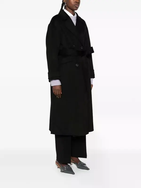 THE DYNAMIS STUDIO Belted Double-breasted Coat - Black