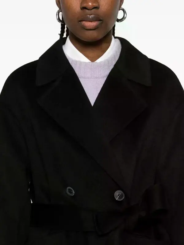 THE DYNAMIS STUDIO Belted Double-breasted Coat - Black