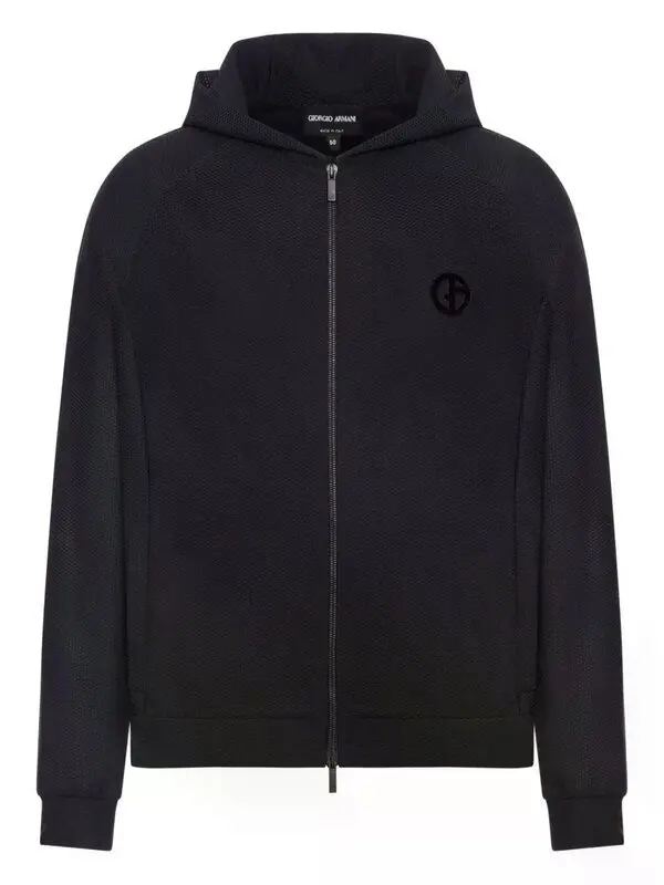 Giorgio Armani Textured Zip-up Hooded Jacket