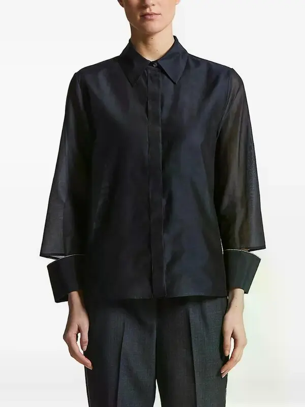 Peserico Sheer-paneled Collared Shirt
