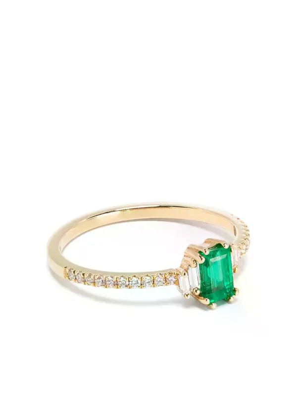 SUZANNE KALAN 18kt Yellow Emerald And Diamond Ring - Gold