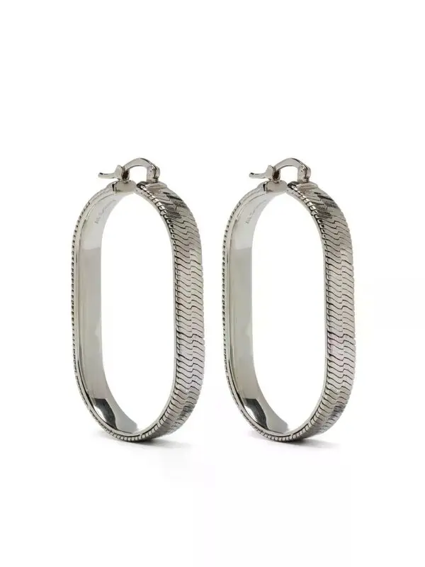 JIL SANDER Textured Oval Hoop Earrings - Silver