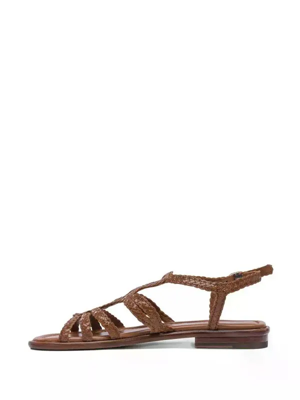 TONI PONS Braided Leather T-bar Flat Sandals