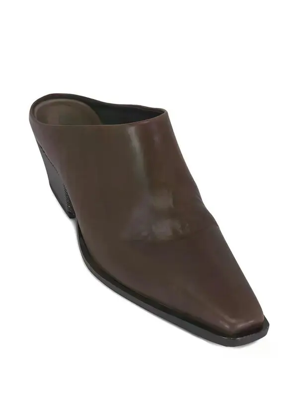 Brunello Cucinelli Square-toe Leather Mules - Brown