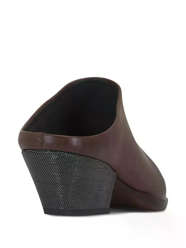 Brunello Cucinelli Square-toe Leather Mules - Brown