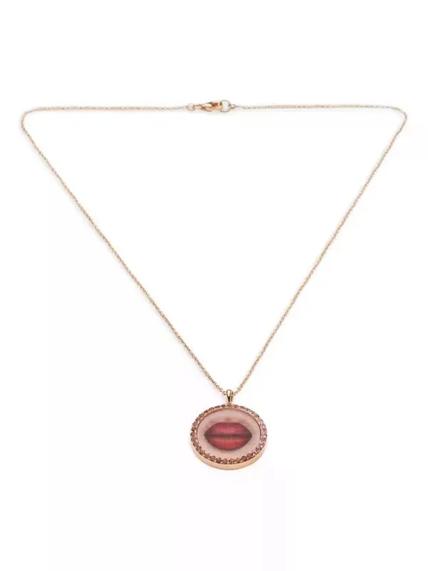 FRANCESCA VILLA 18k Rose Gold Sapphire Lips Necklace - Pink