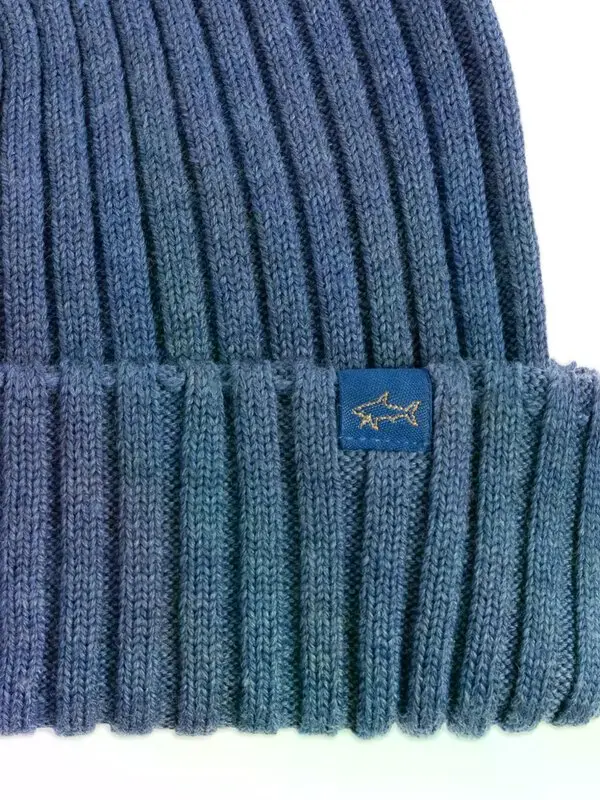 Paul & Shark Ribbed Wool Beanie - Blue