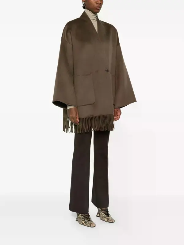 THE DYNAMIS STUDIO Fringed Patch-pocket Coat - Brown