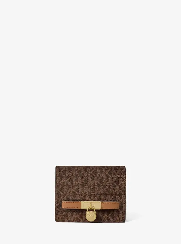 Michael Kors Hamilton Moderne Small Signature Logo Wallet In By - Brown