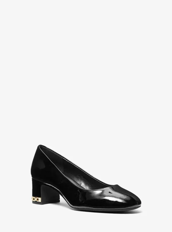 Michael Kors Patent Leather Block Heel Pumps - Black