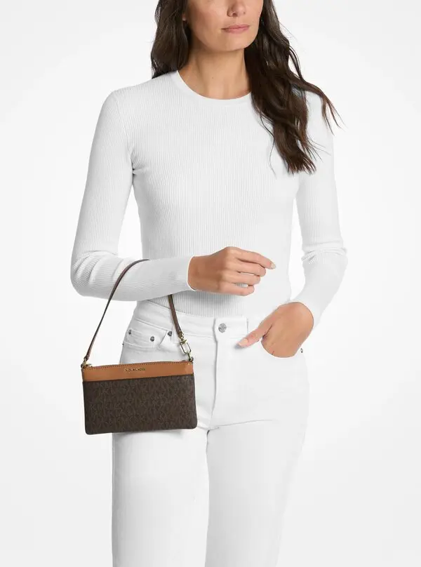 Michael Kors Jet Set Medium Signature Logo Wristlet - Brown