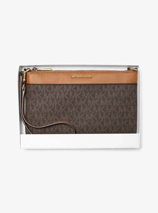 Michael Kors Jet Set Medium Signature Logo Wristlet - Brown