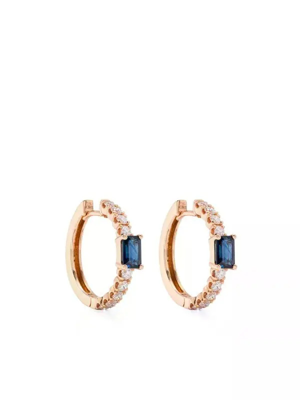 ROSEKEY 18k Rose Gold Diamond And Sapphire Hoop Earrings - Pink