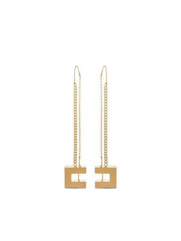 Elisabetta Franchi Pendant-logo Earrings - Gold