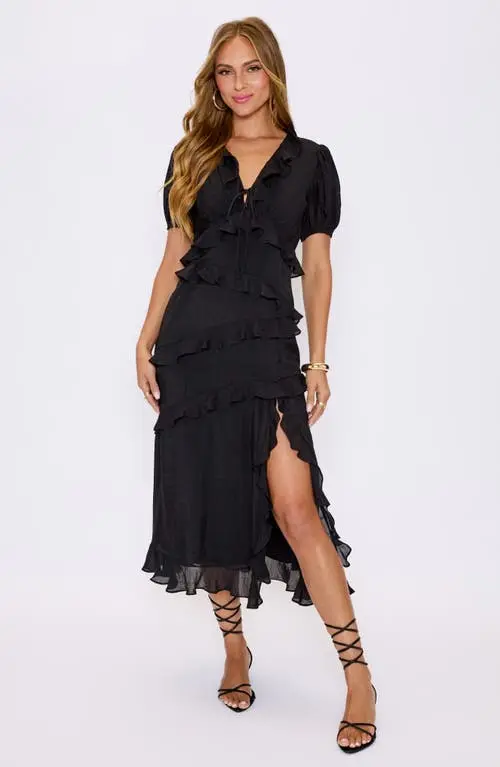 VICI Ruffle Detailed Slit Dress