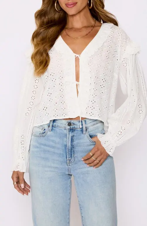 VICI Cotton Broderie Anglaise Crop Top - Cream