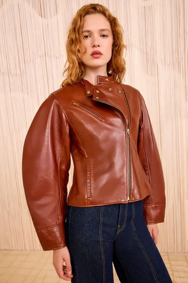 Ulla Johnson Ilaria Leather Jacket - Wenge