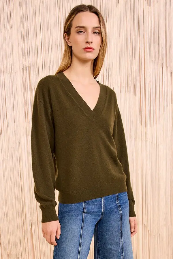 Ulla Johnson Ryla Cashmere V-neck Pullover - Hunter