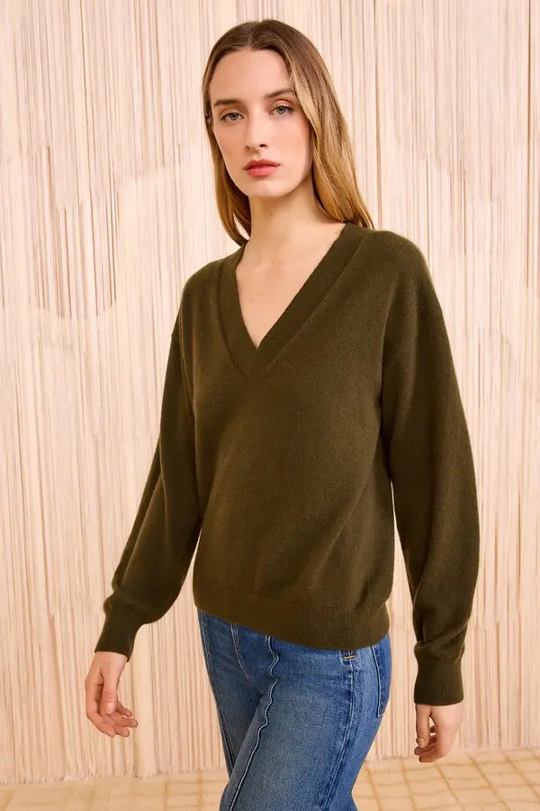 Ulla Johnson Ryla Cashmere V-neck Pullover - Hunter
