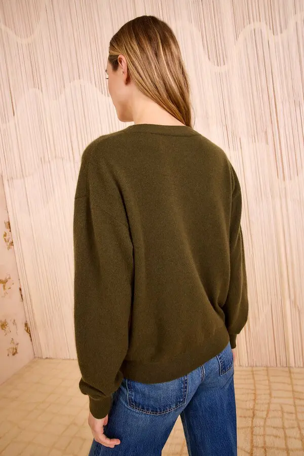 Ulla Johnson Ryla Cashmere V-neck Pullover - Hunter
