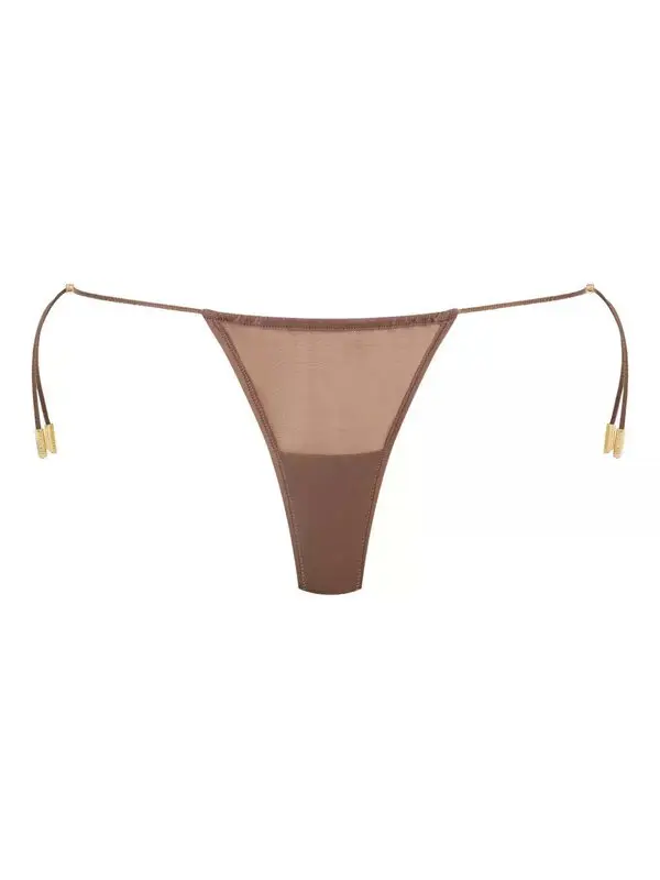 MAISON CLOSE Beaded Detail Thong - Brown
