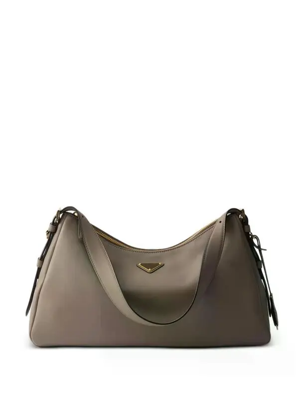 Prada Large Aimée Leather Shoulder Bag - Grey