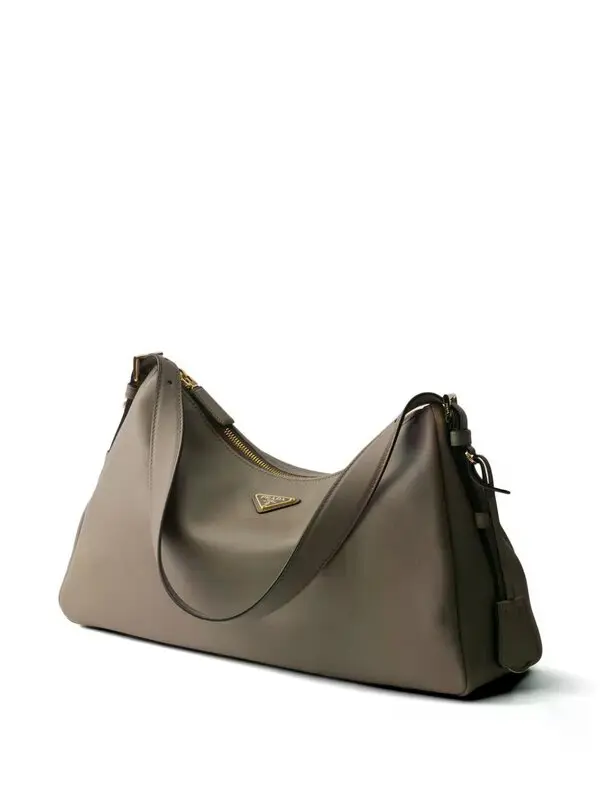 Prada Large Aimée Leather Shoulder Bag - Grey