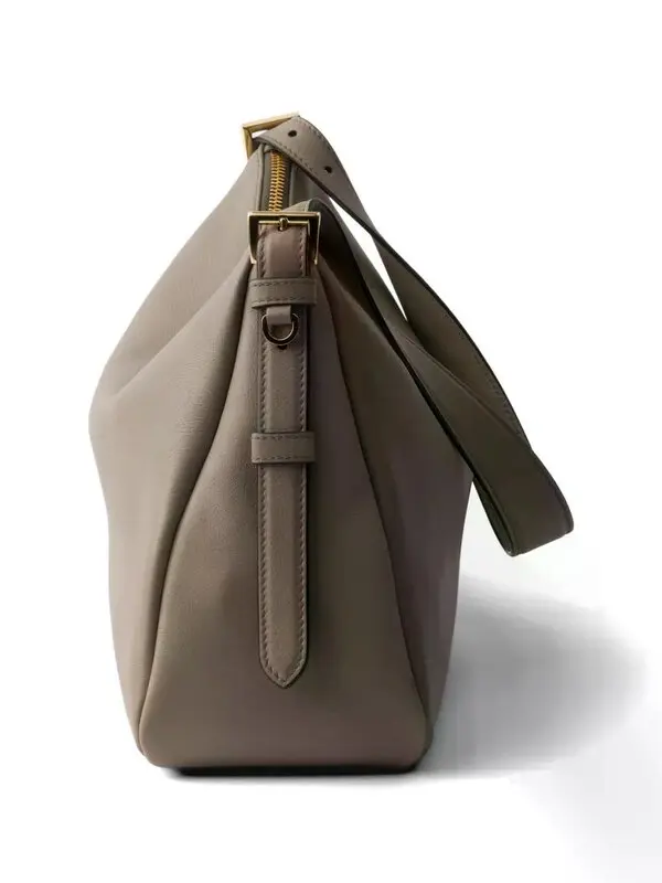 Prada Large Aimée Leather Shoulder Bag - Grey