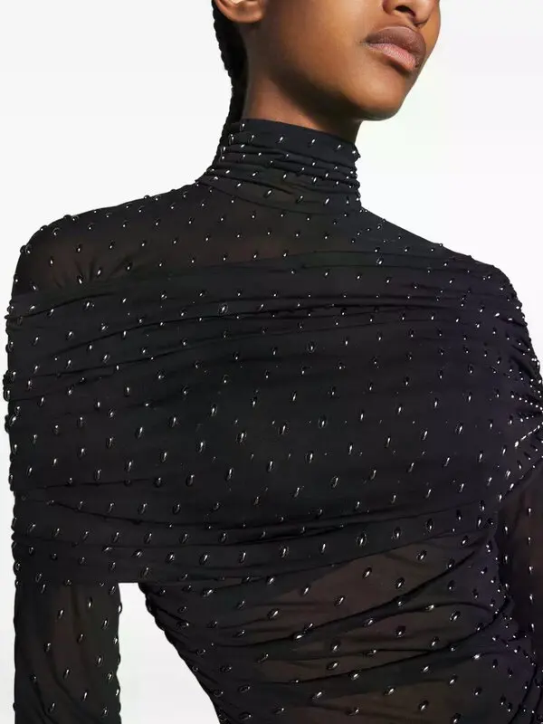 MUGLER Embellished High-neck Midi Dress