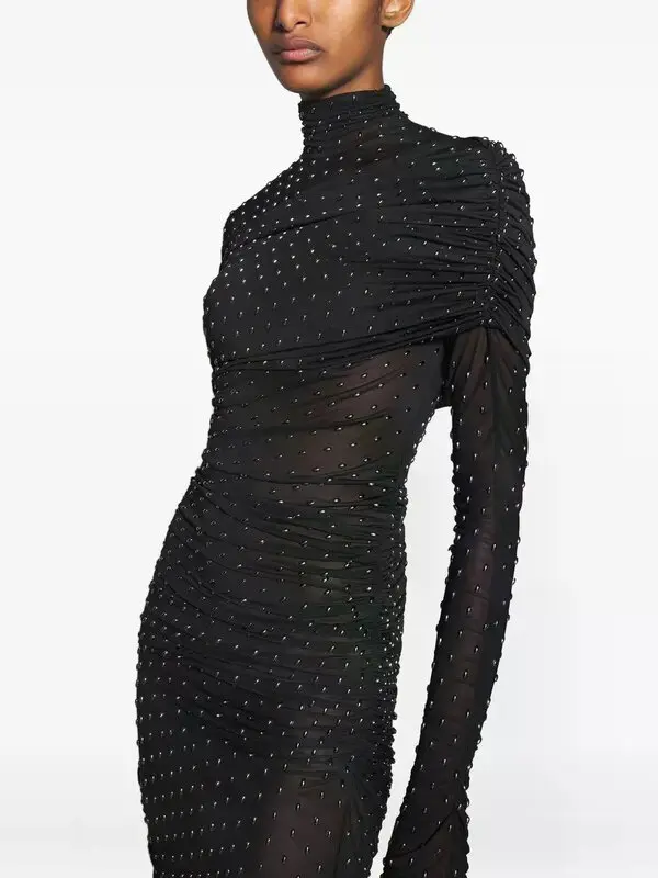 MUGLER Embellished High-neck Midi Dress