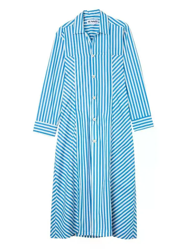 Sunnei Striped Shirt Maxi Dress - Blue