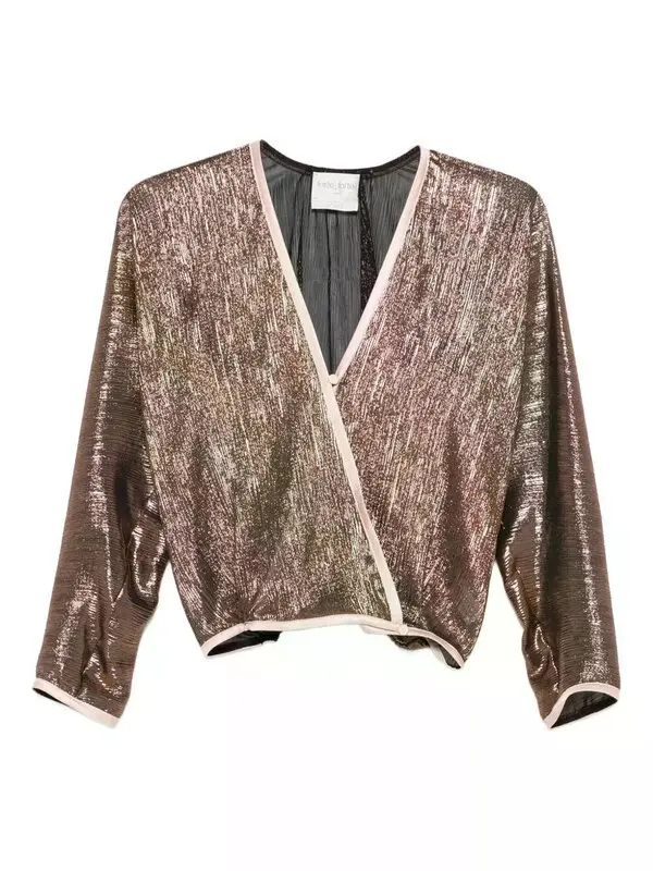 FORTE_FORTE Metallic Wrap-effect Top - Brown