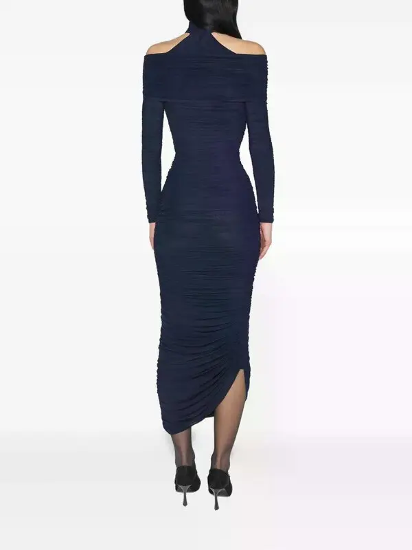 MUGLER Draped Midi Dress - Blue