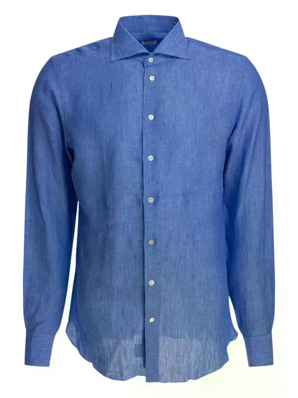 BORRIELLO NAPOLI Long-sleeve Linen Shirt - Blue