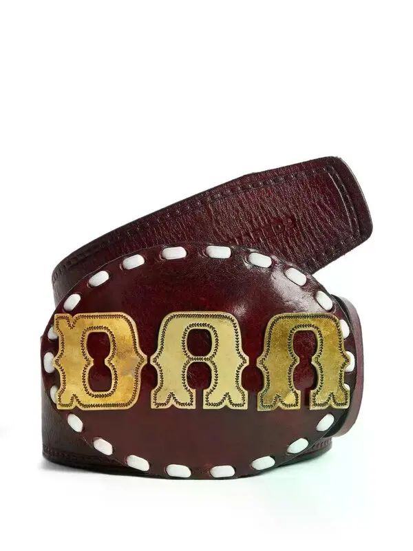 Dsquared2 Leather Belt With Logo Plaque - Red