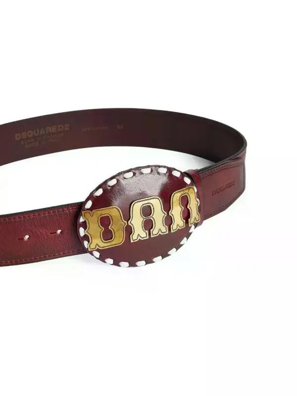 Dsquared2 Leather Belt With Logo Plaque