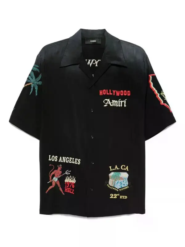 Amiri Sinners Embroidered-details Short-sleeve Shirt