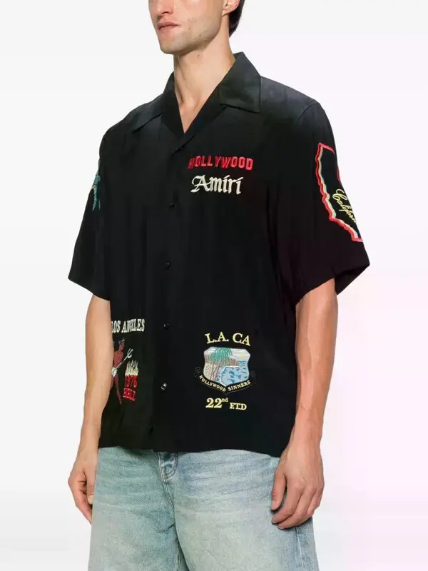 Amiri Sinners Embroidered-details Short-sleeve Shirt